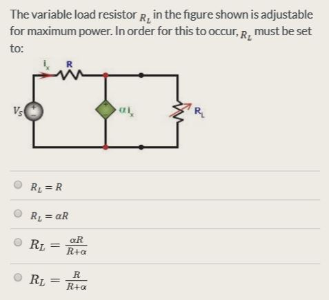 Solved The variable load resistor R, in the figure shown is | Chegg.com