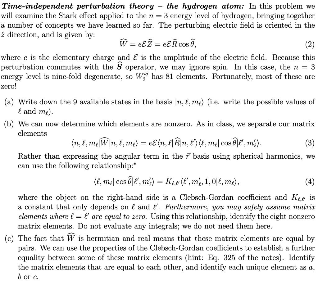 Solved Time-independent perturbation theory - the hydrogen | Chegg.com