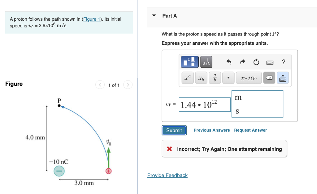 Solved A proton follows the path show speed is v0=2.6×106 | Chegg.com