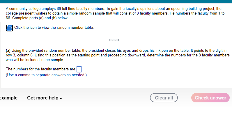 Random Numbers A community college employs 86 | Chegg.com