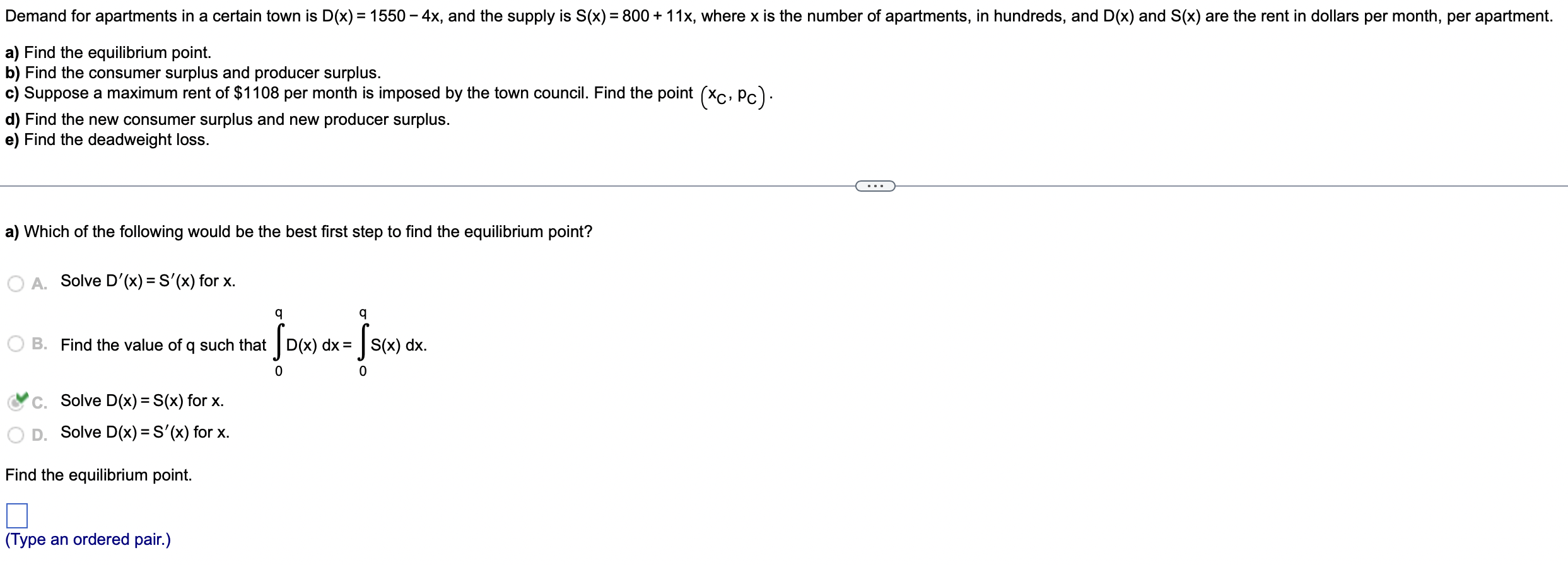 Solved A price ceiling is given along with demand and supply | Chegg.com
