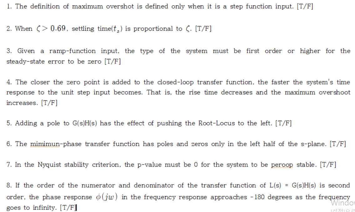 Solved 1. The definition of maximum overshot is defined only | Chegg.com