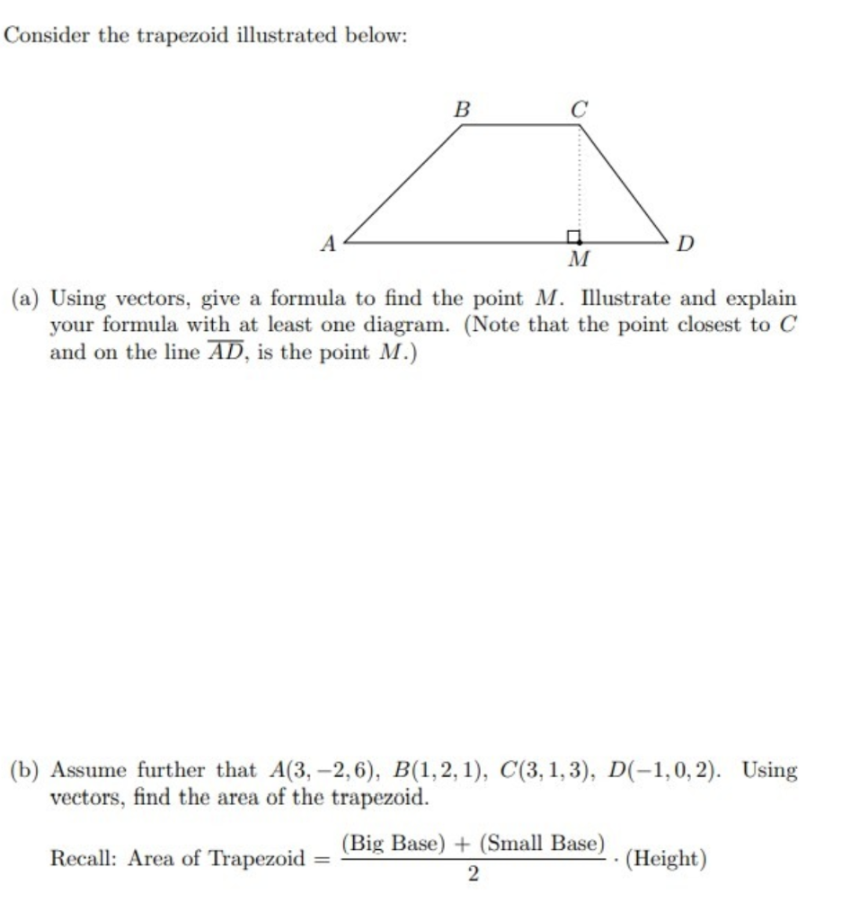 Solved Consider the trapezoid illustrated below: B c А D M | Chegg.com
