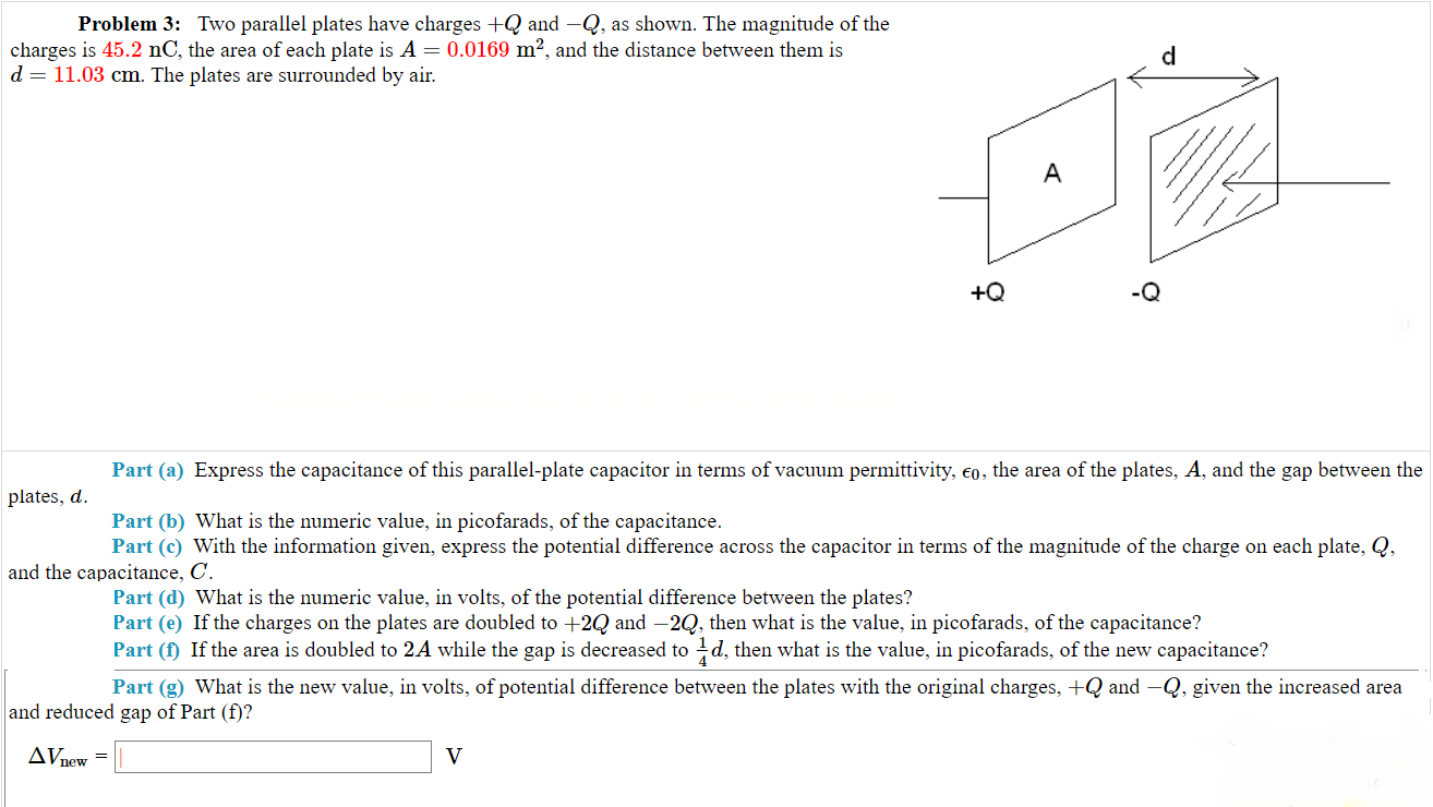 Solved Problem 3: Two parallel plates have charges +Q and | Chegg.com