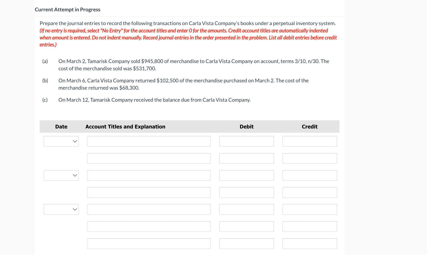 Solved Current Attempt in Progress Prepare the journal | Chegg.com
