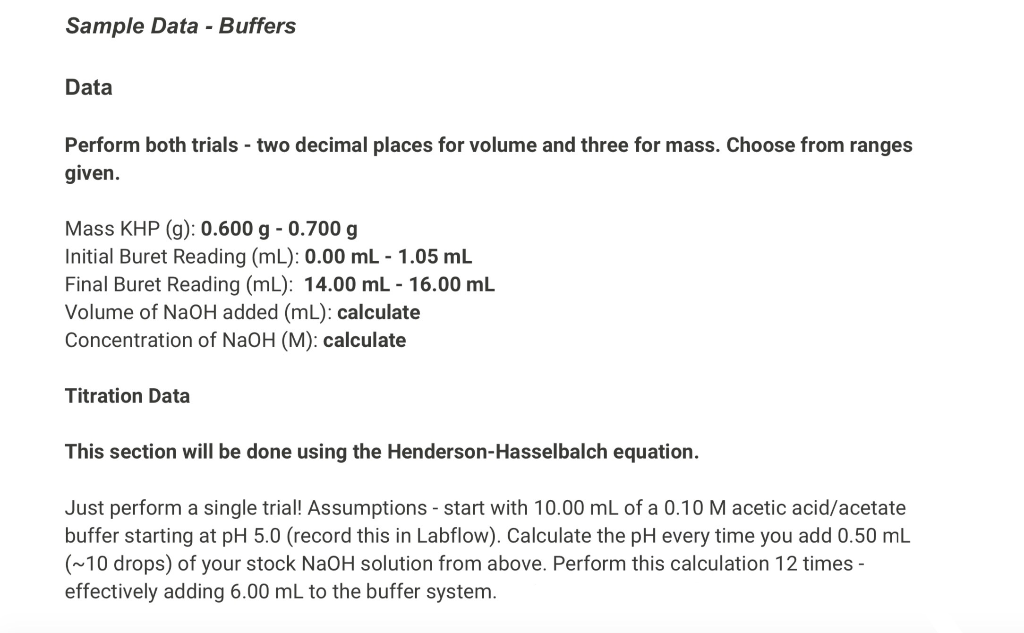 Solved Sample Data - Buffers Data Perform both trials - two | Chegg.com