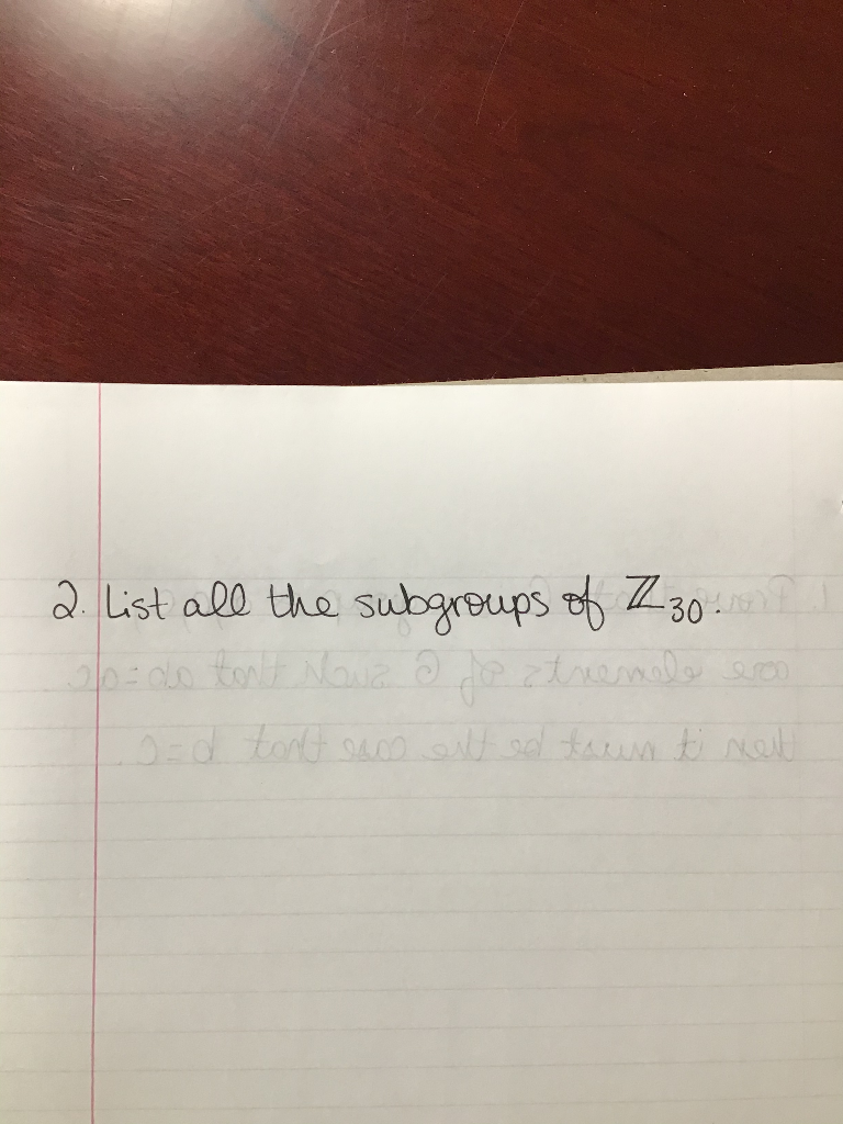 Solved 2. List all the subgroups of Z30 J. ou do torld News | Chegg.com