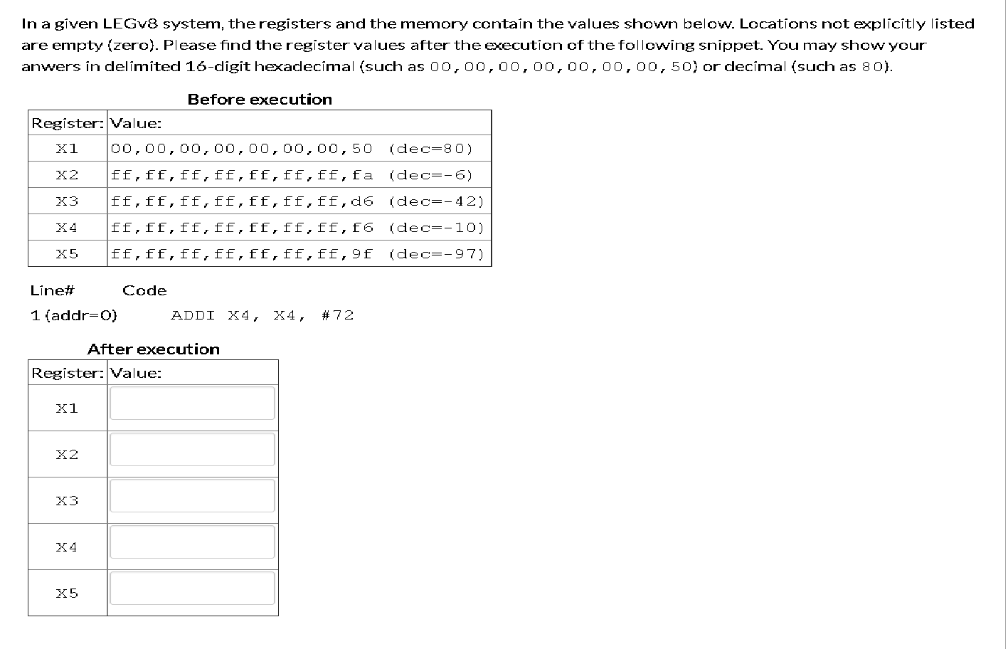 Solved In a given LEGV8 system, the registers and the memory | Chegg.com