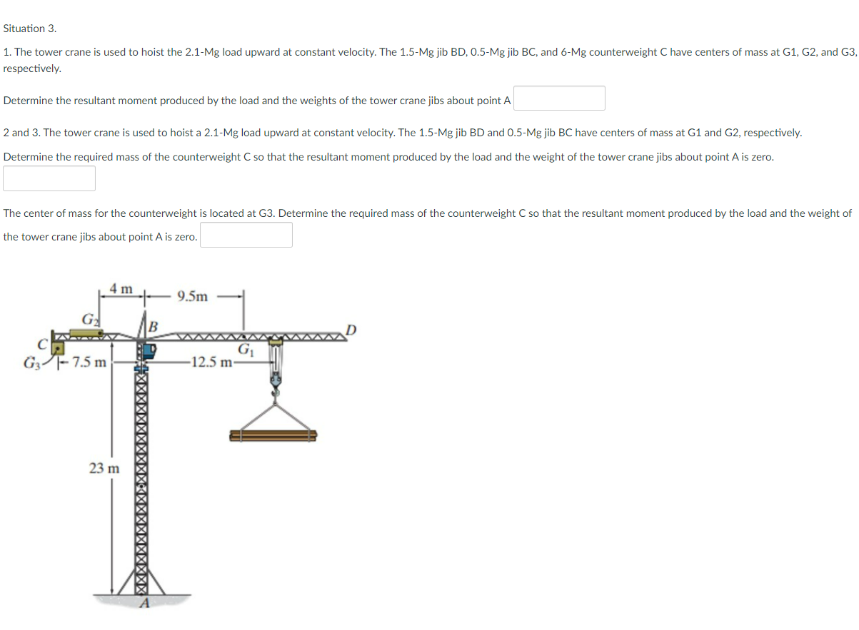 Solved Situation 3 1. The tower crane is used to hoist the | Chegg.com