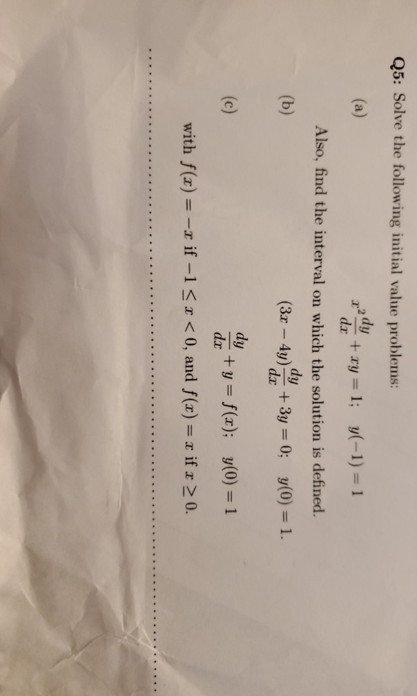 Solved Q5: Solve the following initial value problems: (a) | Chegg.com