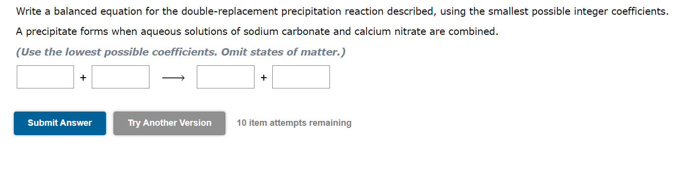 Solved Write a balanced equation for the double-replacement | Chegg.com