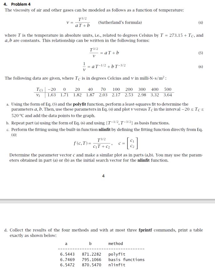 Solved 4. Problem 4 The viscosity of air and other gases can | Chegg.com
