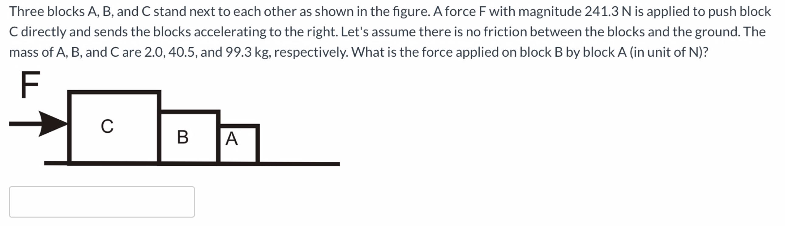 Solved Three blocks A, B, and C stand next to each other as | Chegg.com