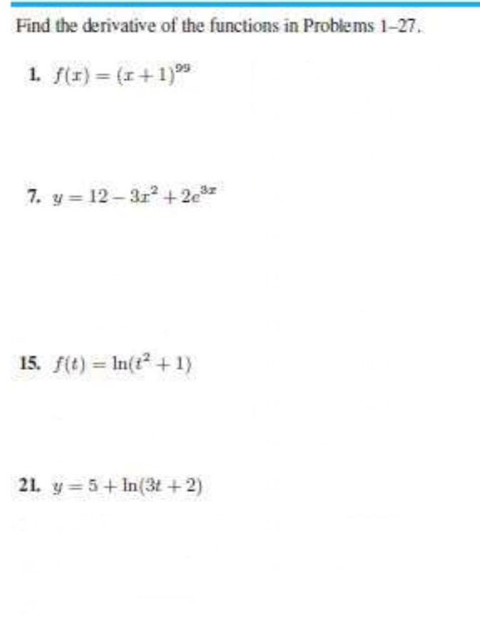 Solved Find the derivative of the functions in Problems | Chegg.com