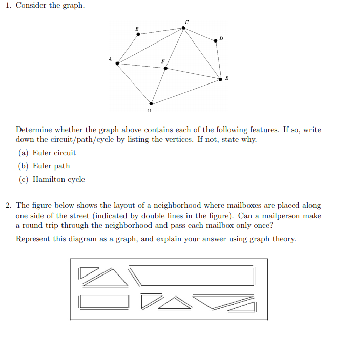 Solved 1. Consider the graph. с B D A E Determine whether | Chegg.com