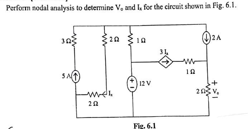 Solved Perform nodal analysis to ﻿determine V0 ﻿and Ix ﻿for | Chegg.com