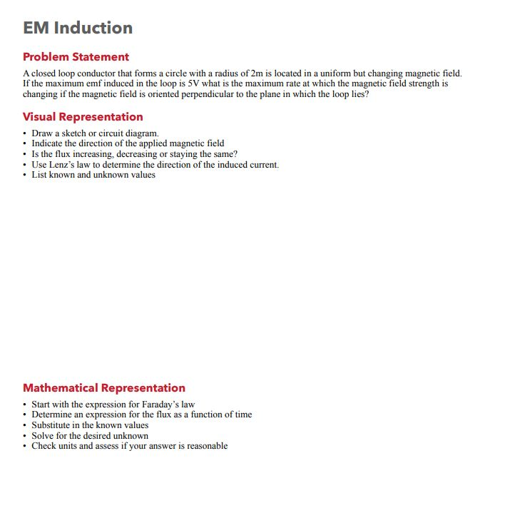 Solved EM Induction Problem Statement A closed loop | Chegg.com