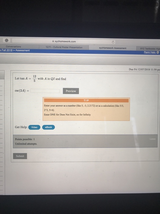 Solved a xyzhomework.com XYZ Textbooks: Hig Bami Helo | Chegg.com