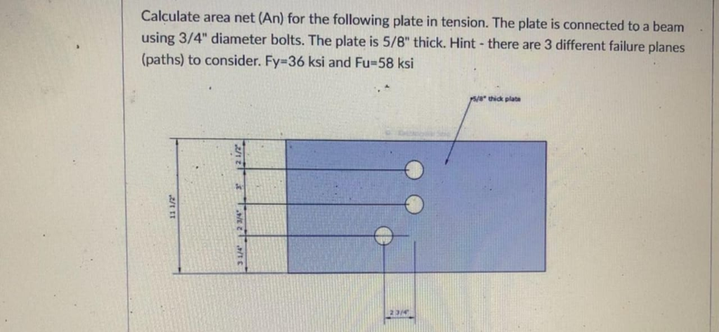 Solved Calculate area net (An) for the following plate in | Chegg.com