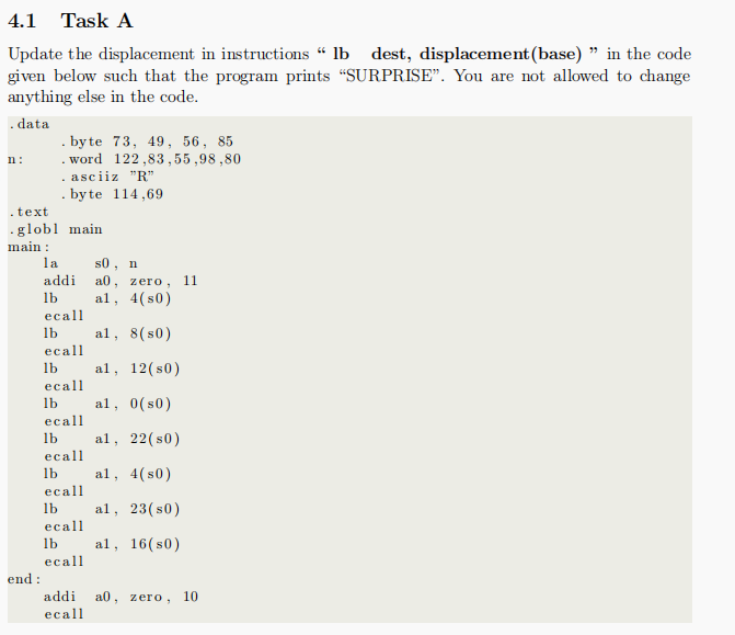 Solved Update the displacement in instructions "lb dest, | Chegg.com