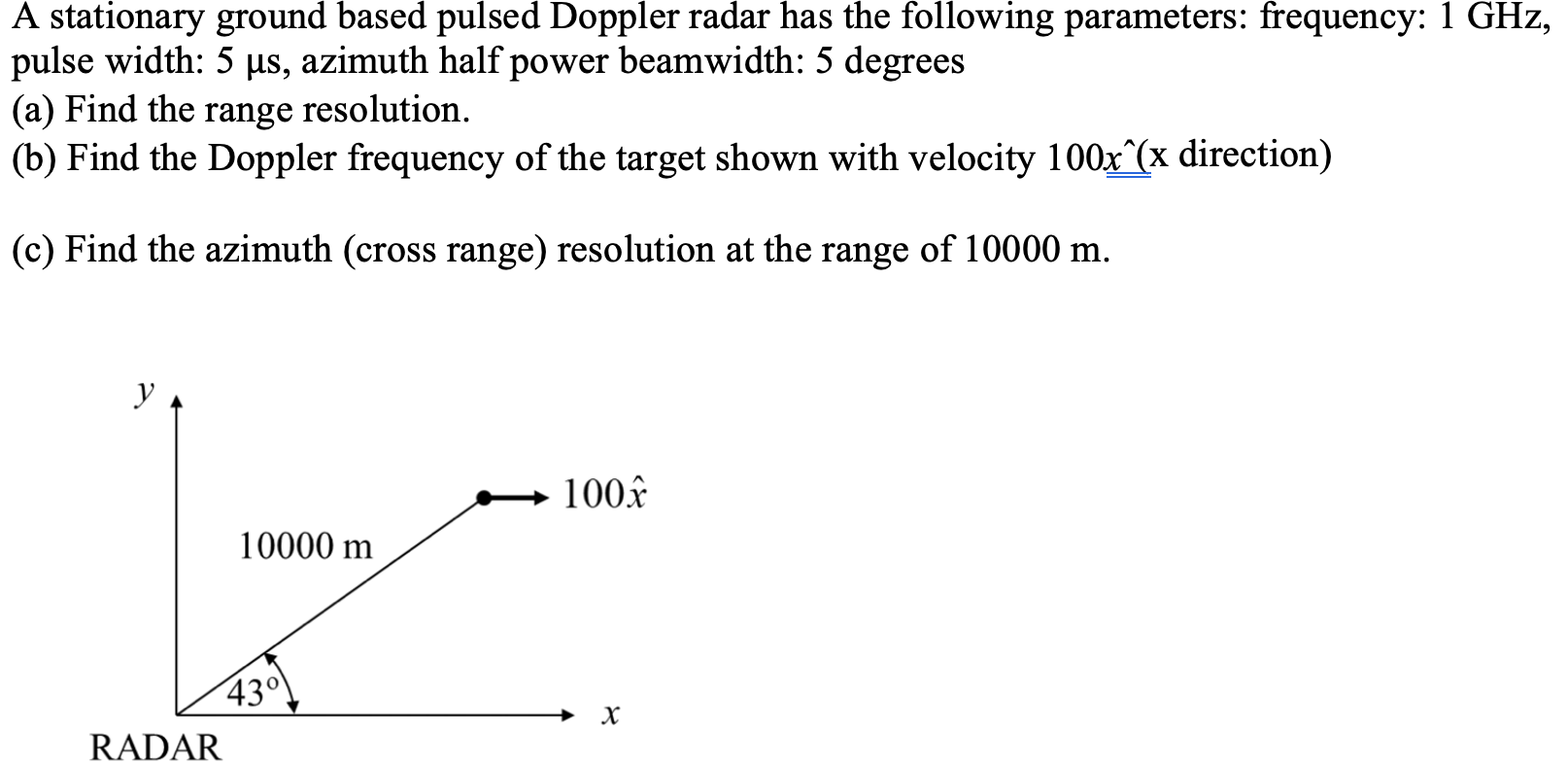 Solved A stationary ground based pulsed Doppler radar has | Chegg.com