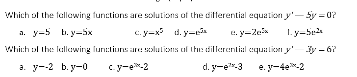 Solved Which of the following functions are solutions of the | Chegg.com