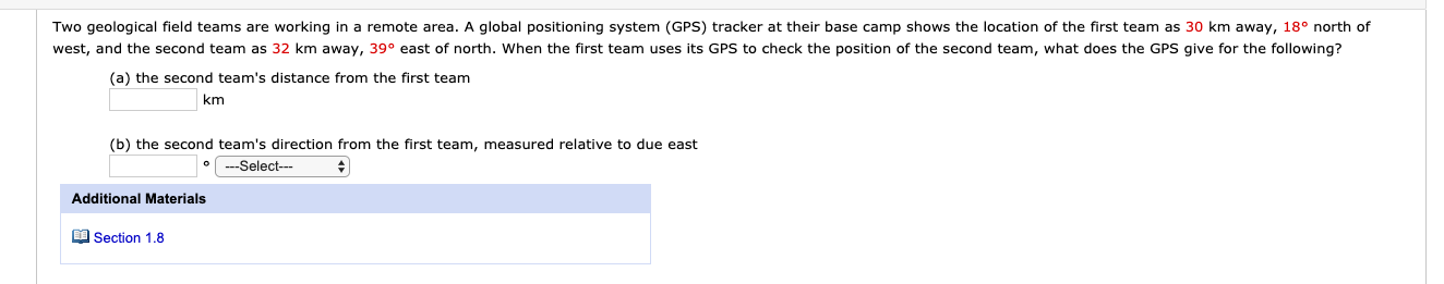 Solved select options: east of due south or north of due | Chegg.com