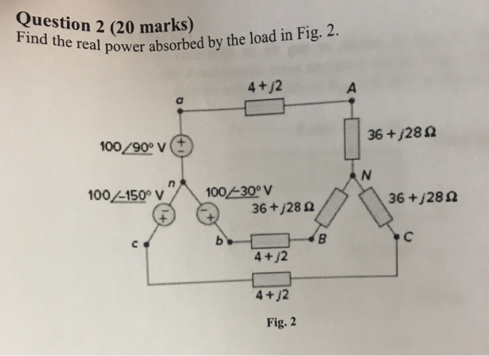 Solved Find the real power absorbed by the load in Fig.2. | Chegg.com