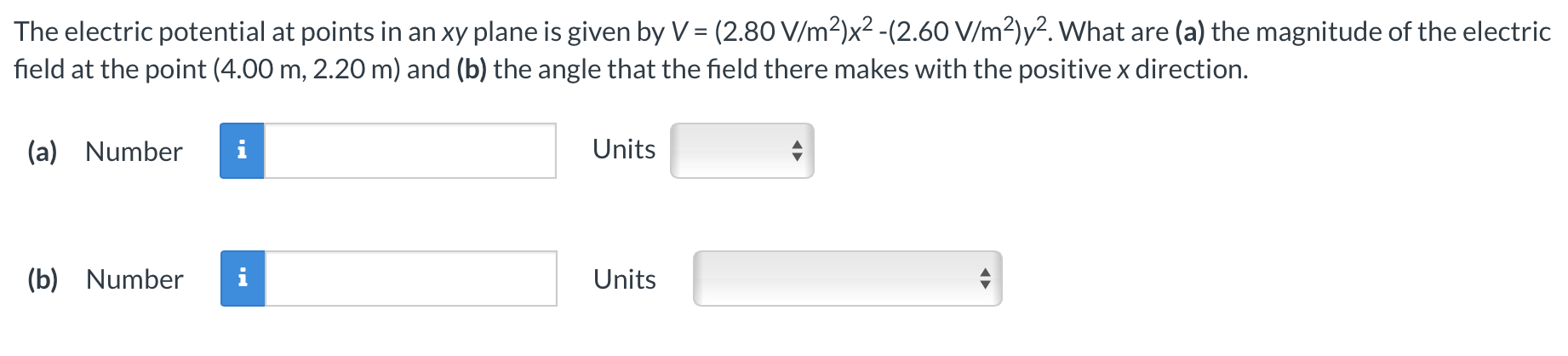The electric potential at points in an xy plane is | Chegg.com