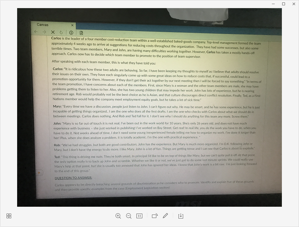 Solved - a x х Canvas & X al Carlos is the leader of a four | Chegg.com