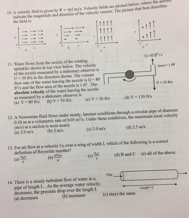 Solved A velocity field is given by v = 4y i m/s. Velocity | Chegg.com