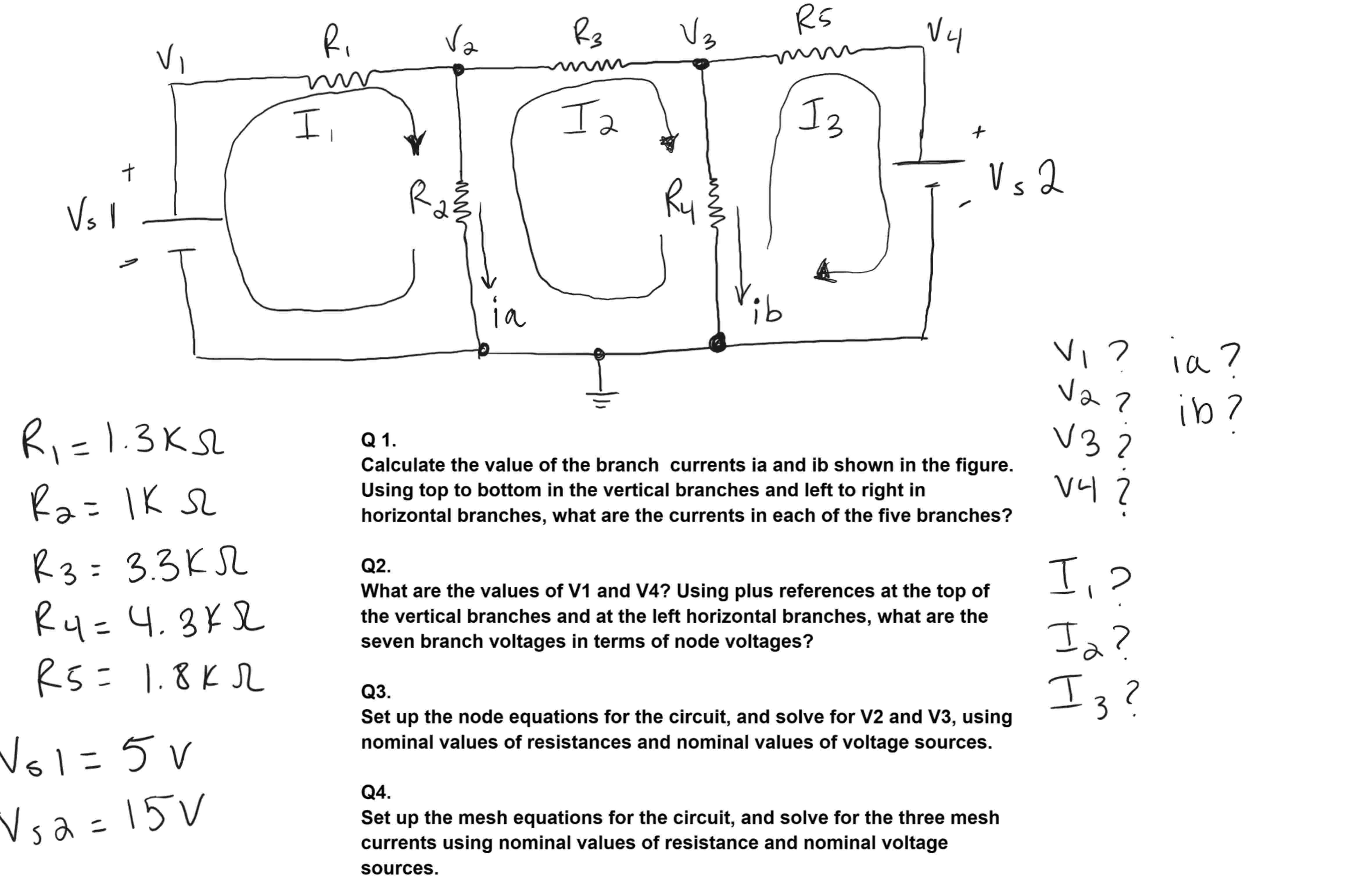 Q 1.Calculate the value of the branch ﻿currents ia | Chegg.com