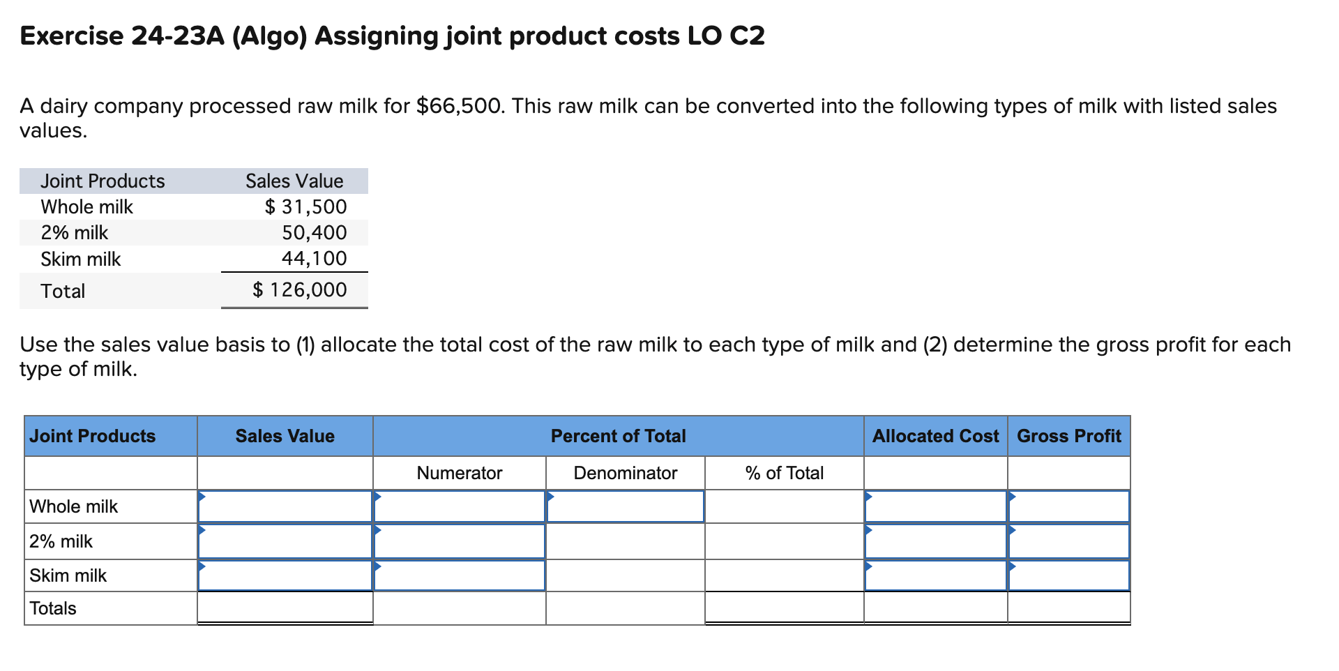 Solved Exercise 24-23A (Algo) Assigning joint product costs | Chegg.com