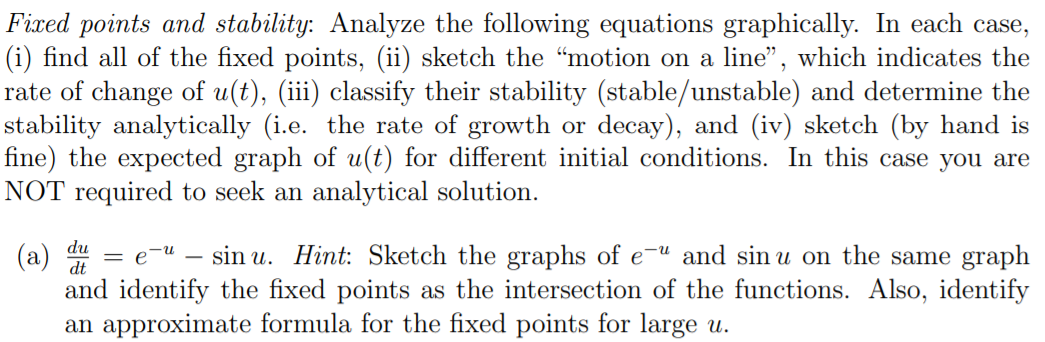 Solved Fixed points and stability. Analyze the following | Chegg.com
