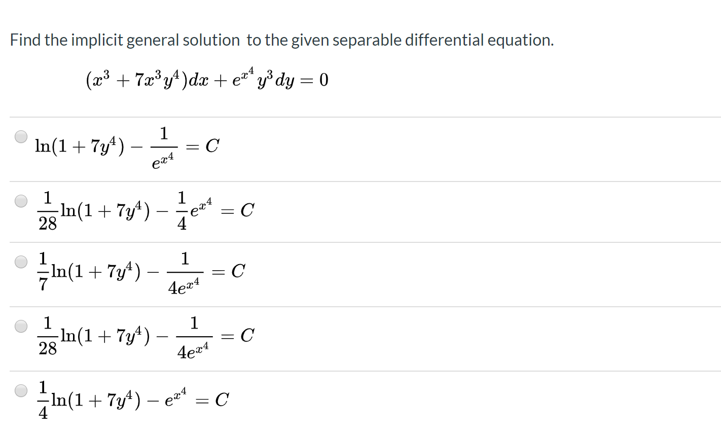Solved Find the implicit general solution to the given | Chegg.com