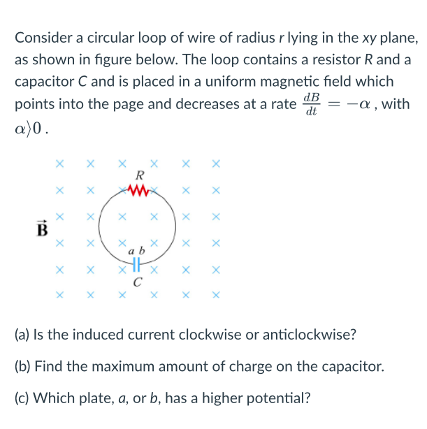 Solved Consider a circular loop of wire of radius r lying in | Chegg.com