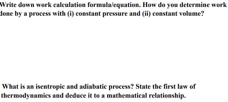 Solved Write down work calculation formula/equation. How do | Chegg.com