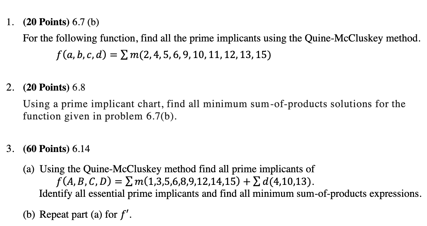 Solved (20 Points) 6.7 (b) For the following function, find | Chegg.com