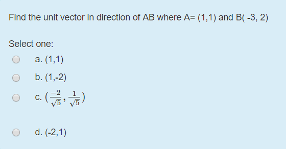 Solved Find the unit vector in direction of AB where A- | Chegg.com