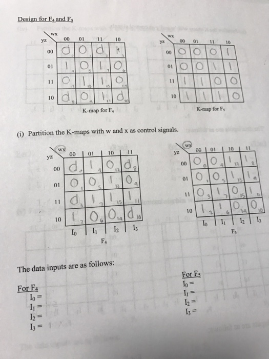 Solved Design for E4and Es 01 01 01 10 10 map for Fs K-map | Chegg.com