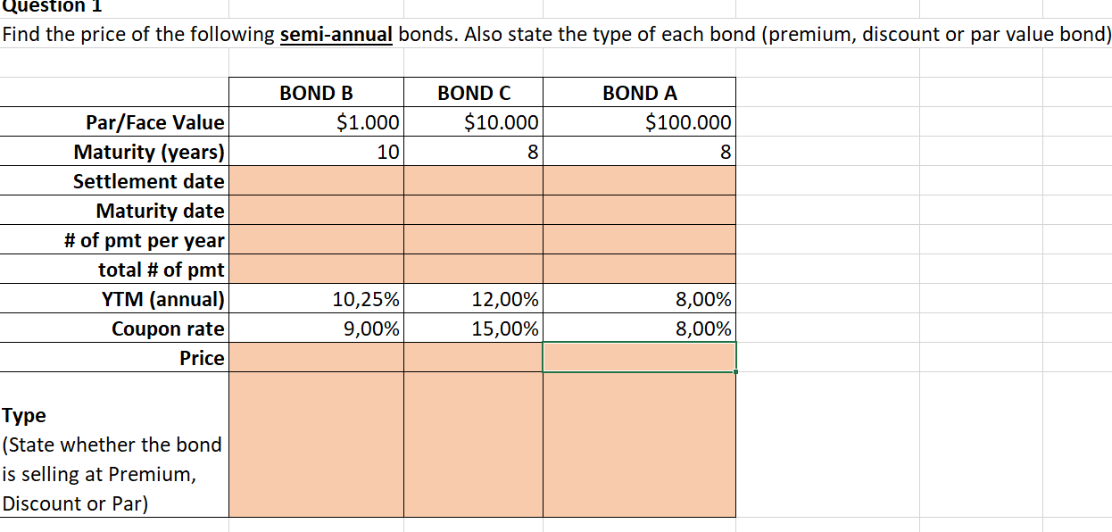 Solved Question 1 Find the price of the following | Chegg.com