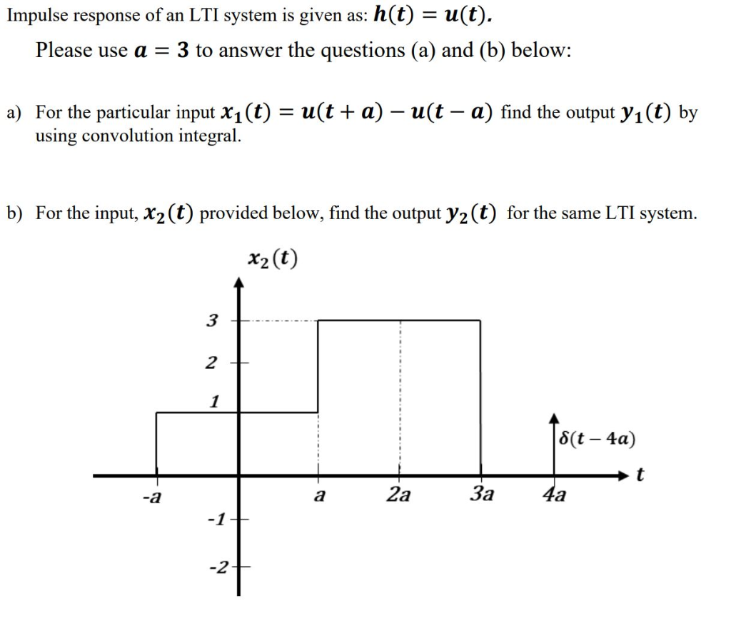 Solved Impulse response of an LTI system is given as: h(t) = | Chegg.com