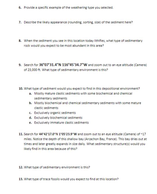 Solved Activity C: Identifying Depositional Environments Use | Chegg.com