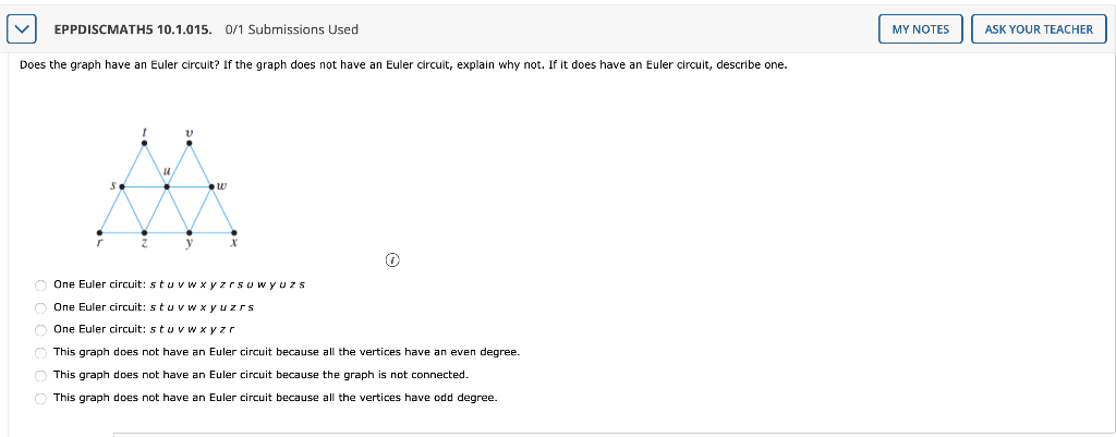 Solved EPPDISCMATH5 10.1.015. 0/1 Submissions Used WYNOTES | Chegg.com
