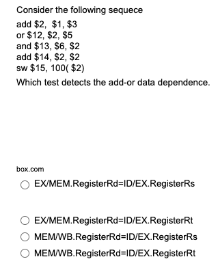 Solved Consider the following sequece add $2,$1,$3 or | Chegg.com