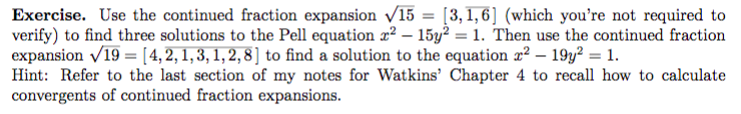 (Use the continued fraction expansion√15 = [ 3,1,6 ] | Chegg.com