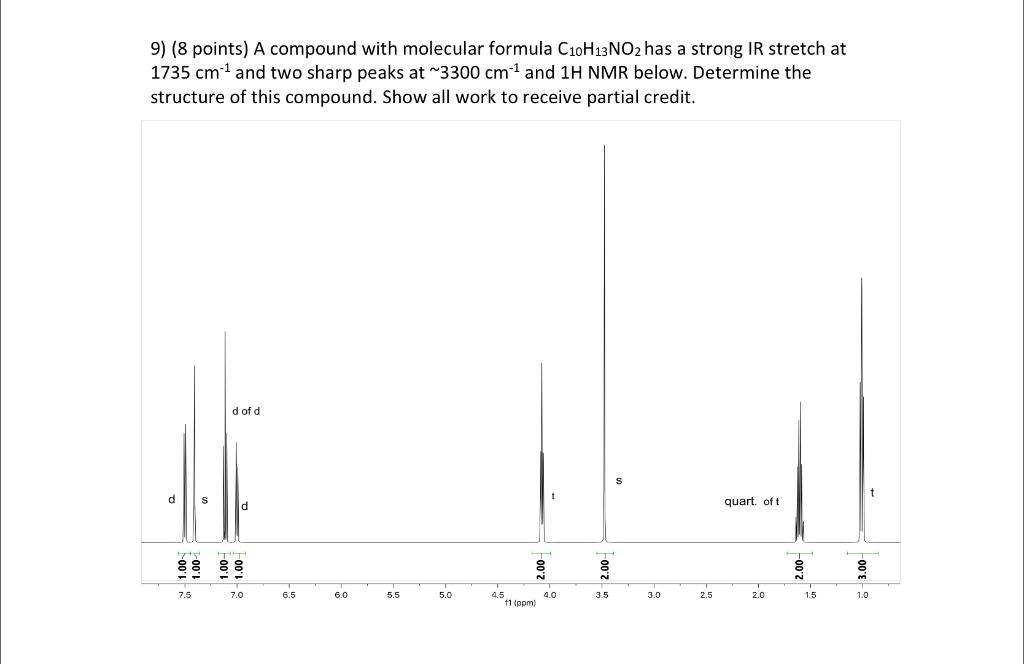 Solved 9) (8 points) A compound with molecular formula | Chegg.com