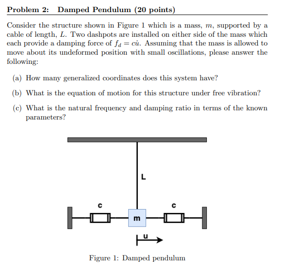 Solved Problem 2: Damped Pendulum (20 points) Consider the | Chegg.com
