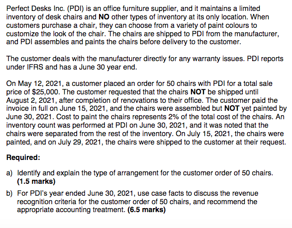 Perfect Desks Inc. (PDI) is an office furniture | Chegg.com