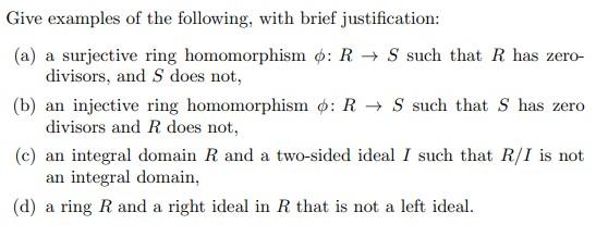 Solved Give examples of the following, with brief | Chegg.com